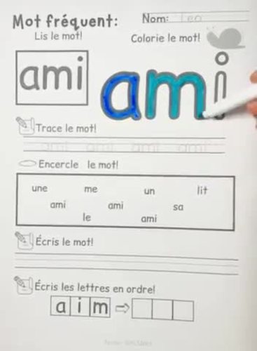 Mots fréquents 1re année, mot du jour/French sight words, word of the ...