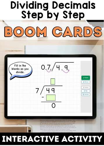 Dividing Decimals by Decimals • Step-by-Step Boom Cards™ by Math and ...