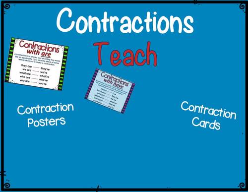 Contractions Teach Practice & Assess Posters Games Worksheets & Tests