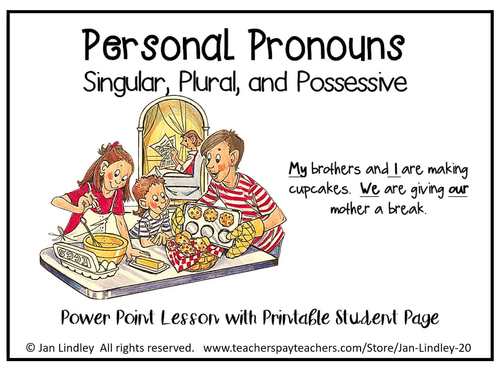 Personal Pronouns Power Point Lesson with Printable Student Page by Jan ...
