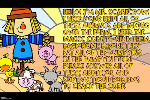 Fall Addition and Subtraction to 10 Game by Julia's Colorful Classroom