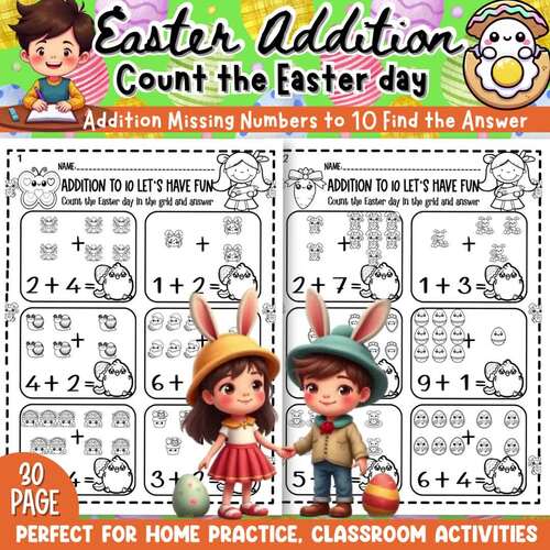 Easter Addition within 10 Worksheets, Math Count Easter Objects Solve ...