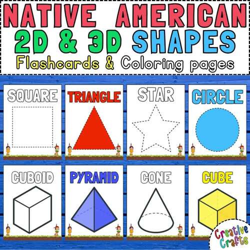 Native American Heritage Month Themed 2D & 3D Shapes Flashcards ...
