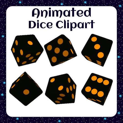 Digital Dice GIFs - Animated Clipart – Black with Orange Dots | TPT