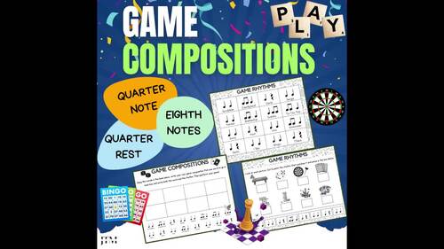 Game-Themed Rhythm Composition Packet (Print & Go) for Elementary Music
