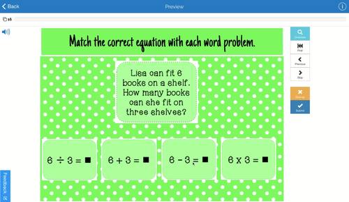 3rd Grade Word Problem and Equation Match Game | BOOM Cards | 3.OA.A3