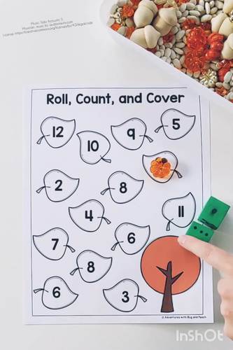 Roll and Count - Autumn Leaves by Adventures with Bug and Peach | TpT
