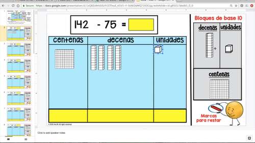 Subtraction in Spanish - Resta de tres dígitos reagrupando | TPT