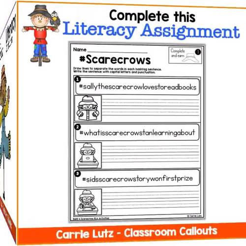 Build a Scarecrow - Fall Math & Reading Craft Bundle Sub Plans | TpT