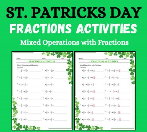 St. Patrick's Day Fractions Mixed Operations with Fractions Unlike ...