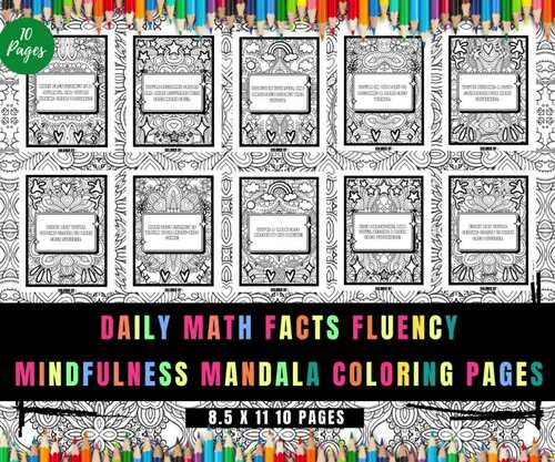 Daily Math Fact Fluency, Mindfulness Relaxing SEL Coloring Sheets, No Prep
