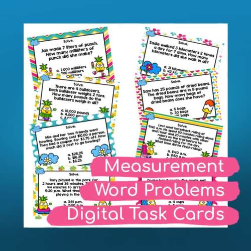 Measurement Word Problems Task Cards | Digital Google Forms | Distance ...
