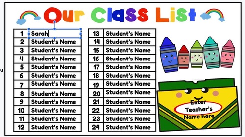 DIGITAL Attendance Tracker for Distance Learning (Cute Class List Template)