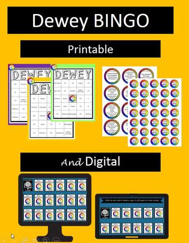 Dewey Decimal System BINGO Game Printable and No Prep Digital Library ...