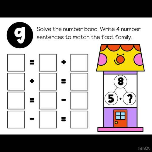 Fact Families within 10 Task Cards for 1st Grade | Fluency Practice