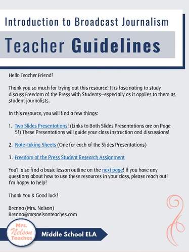 Freedom of the Press Student Journalists - Broadcast Journalism Lesson ...
