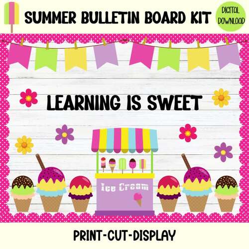 Summer Bulletin Board Kit, Ice Cream Classroom Decor, Sweet Summer Display