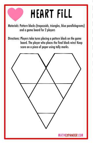 Heart Fill - Valentine's Day Pattern Block Math Game by Math Expander