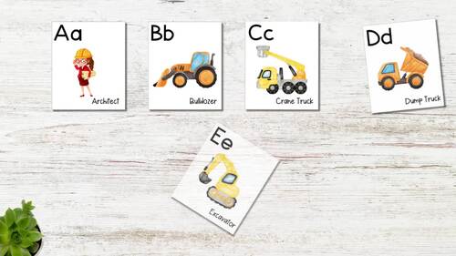 Construction Site Alphabet Flashcards by Love for Preschool and Beyond