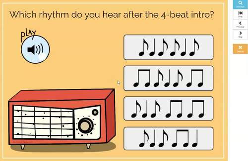 Music Rhythm Activity - Radio Rhythms - Syncopa - BOOM CARDS Rhythm Game