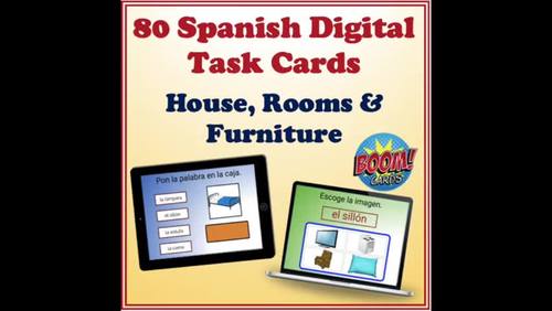 Spanish House, Rooms & Furniture Vocabulary Digital Task Cards (80 Boom ...