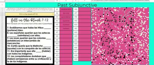 Past Subjunctive Digital Mystery Picture Spanish Pixel Art Digital Activity