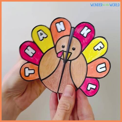 Thanksgiving turkey foldable reflection activity 'I am thankful ...