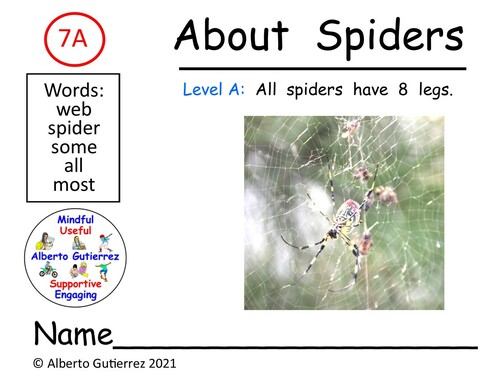 Read Aloud Video: About Spiders #7A by ALBERTO GUTIERREZ | TPT