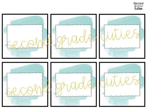Book Bin Labels, Editable Name Tags, Target Adhesive Labels Teal