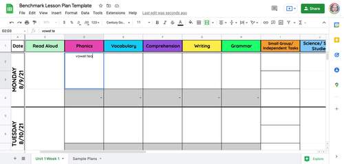 Benchmark Advance Lesson Plan template by Jennifer Custer | TpT