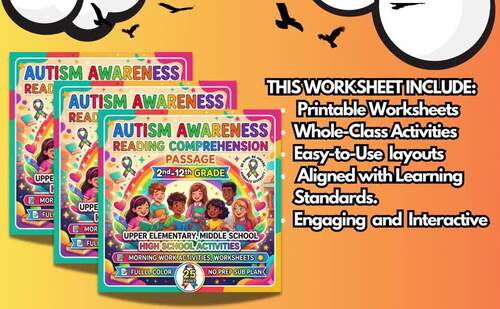 Autism Awareness Month Reading Comprehension Activities 2nd,3rd,4th,5th ...