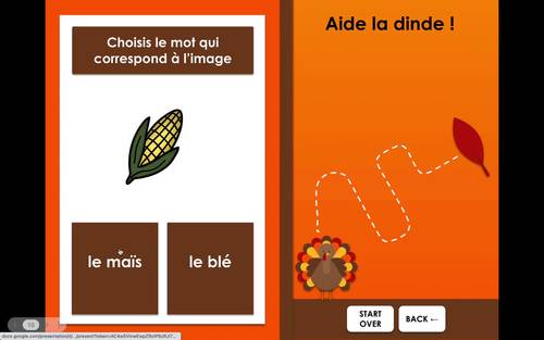 French THANKSGIVING Vocabulary Activities BOOM CARDS | Digital Game SET 3