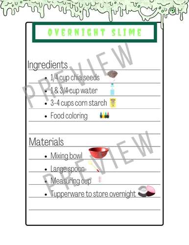 Taste-Safe| Overnight Slime Visual Sensory Recipe by Differentiated ...