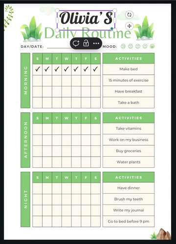 daily schedule template editable, Canva Editable Daily Routine Template ...