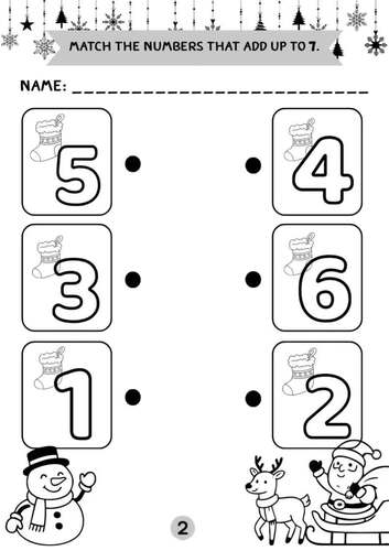 Christmas Number Matching by Nattaya Phongtanee | TPT