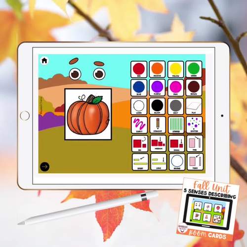 Five Senses Describing FALL Unit Boom Cards by Speech Friend | TPT