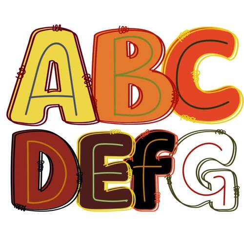 Scribble Doodle Alphabet fall, Autumn bulletin board letters font for ...