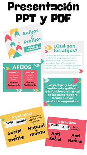 Prefijos y Sufijos Prefixes & Suffixes in Spanish Grammar Palabras ...