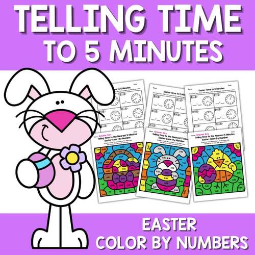 Easter Time to 5 Minutes Color by Number Code Fun Worksheets Crafts ...