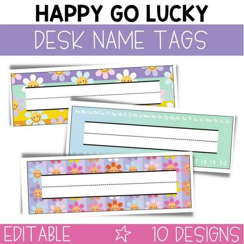 Retro Desk Name Plates for Students / Editable Desk Name Tags for Students