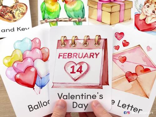 Valentine’s Day Flashcards: Printable Educational Cards for Language ...