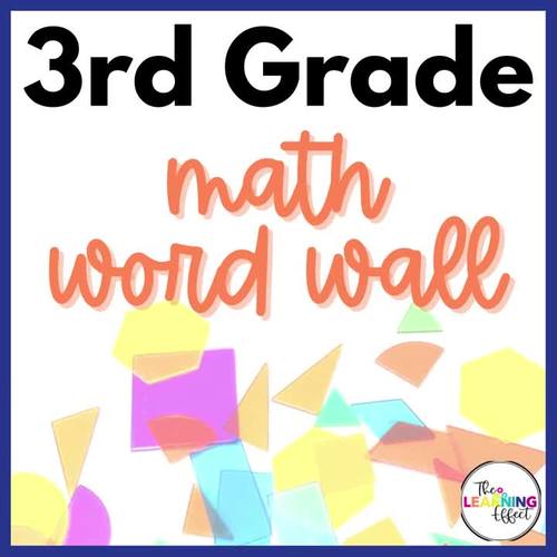 3rd Grade Math Vocabulary Word Wall Printable Cards and Digital Google ...