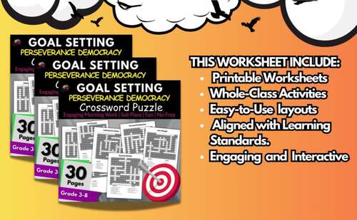 Goal Setting & Perseverance Crossword Puzzle Activities 4th,5th,6th,7th ...