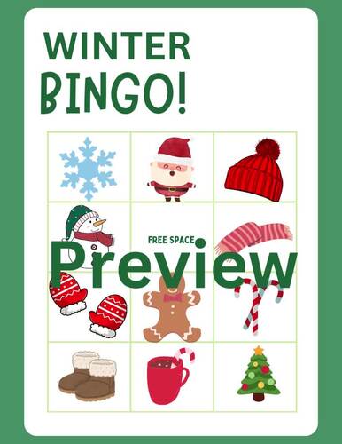 Winter Bingo for autism and special education by Autismfamilystory