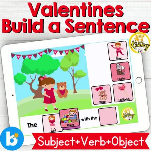Valentines Build a Sentence SVO Boom Cards by Teacher Kimmy | TPT
