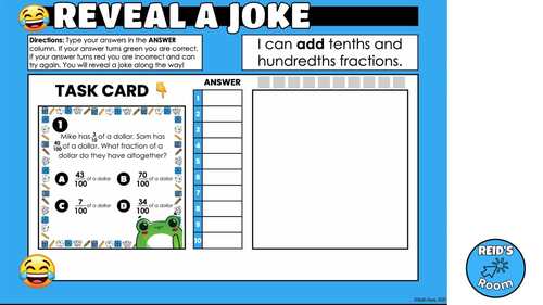 Adding Tenths and Hundredths Fractions | 4th Grade Math Task Cards Game