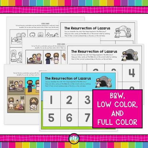 Lazarus Bible Story Cards | Retell the Bible Story Sequencing Cards ...