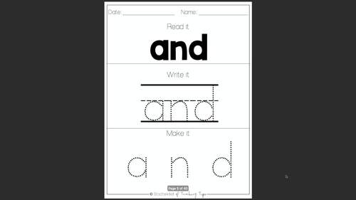 Read it, Write it, Make it | Dolch Sight Word Practice (Pre-Primer)