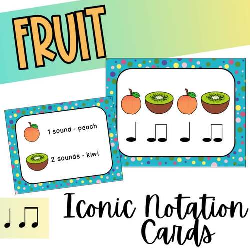 Fruit Iconic Notation Pre-Rhythm Printable Music Cards with PowerPoint