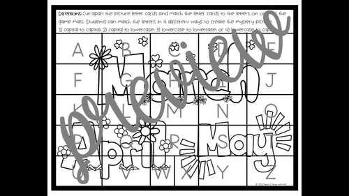 Spring Mystery Picture Puzzles Alphabet Letter Match by Teach 2 Grow ...
